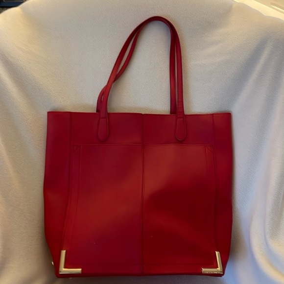 Bags | Steve Madden Red Faux Leather Tote | Poshmark